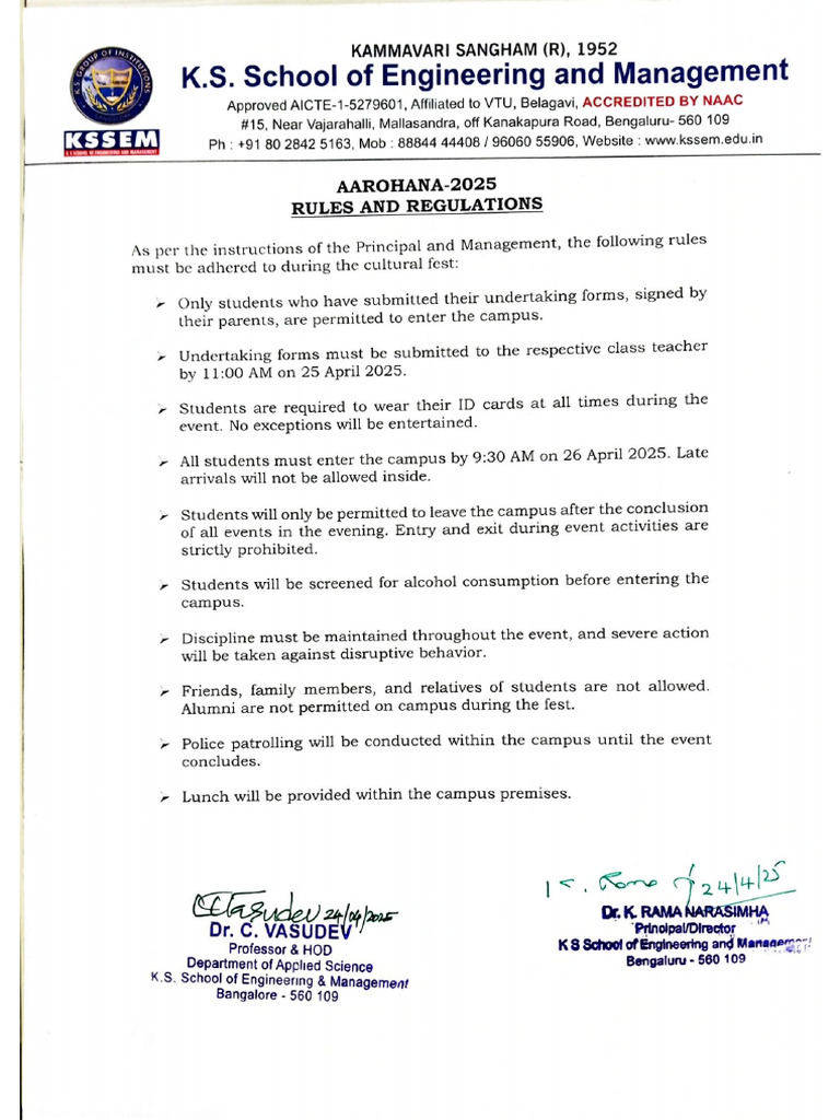 Arohana-2025 Rules & Regulations | PDF