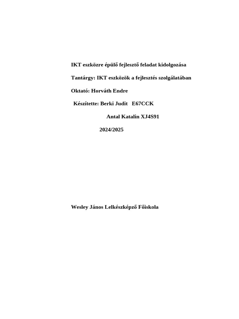 Fejlesztőeszköz IKT | PDF