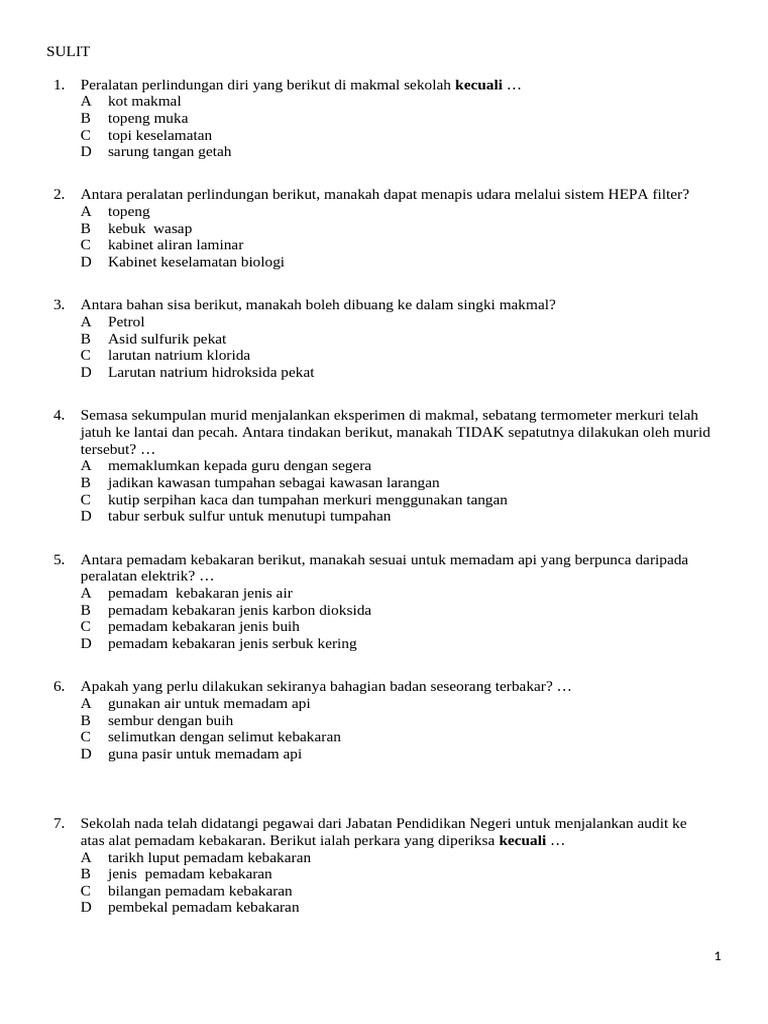 Pat Sains K1 Form4 2020 | PDF