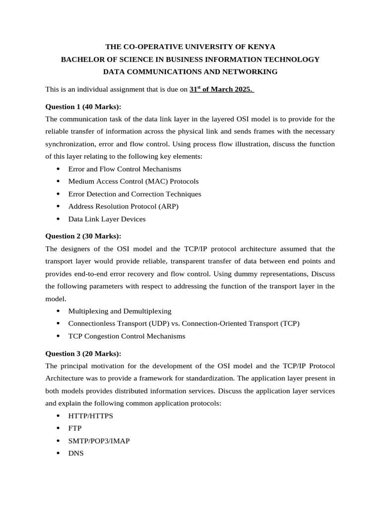 Data Communications & Networking Assignment | PDF