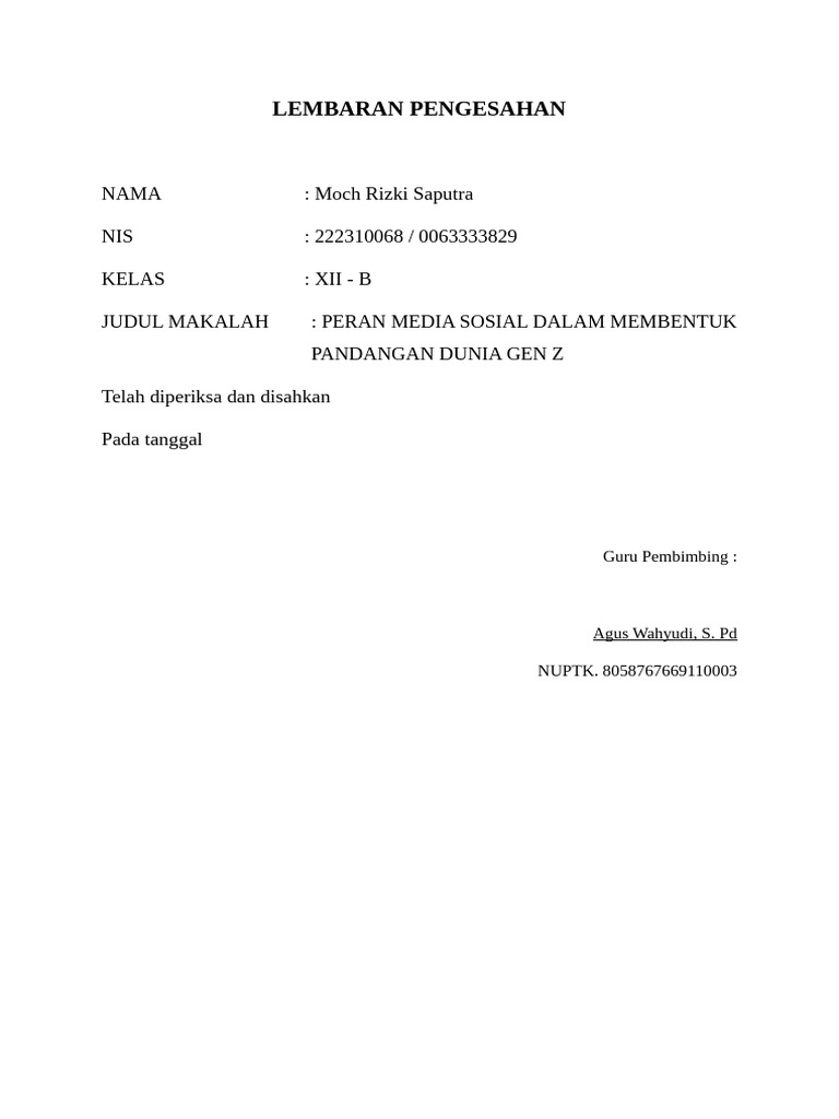 Lembaran Pengesahan | PDF