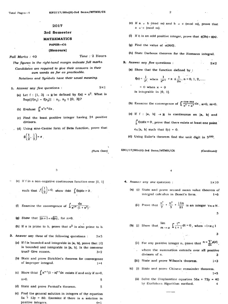 Bsc 3 Sem Hons Mathematics c 6 2017 1 | PDF
