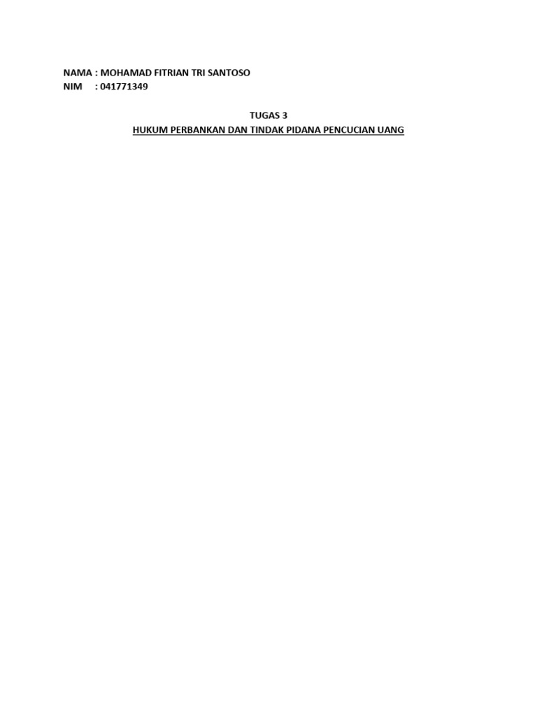Mohamad Fitrian Tri Santoso - Tugas Iii Hkum4308 Hukum Perbankan Dan Tppu | PDF