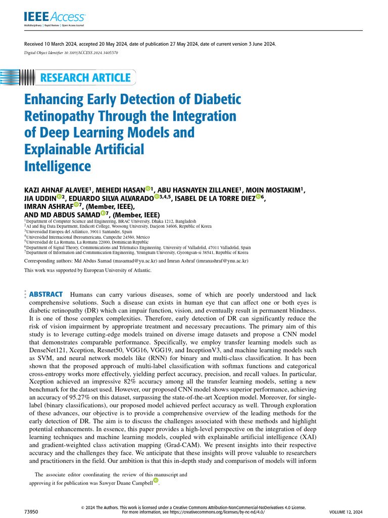 Enhancing Early Detection of Diabetic Retinopathy Through The Integration of Deep Learning ...