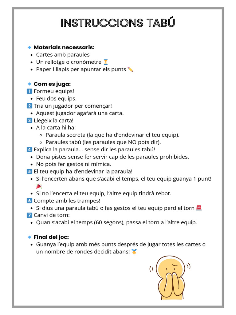 Instruccions Tabú | PDF