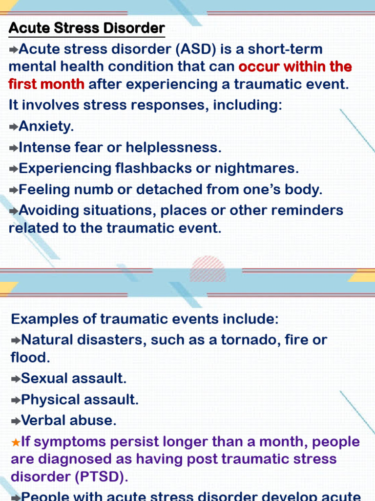 ASD, PTSD, Somatisation, Psychosomatic Condition 4 | PDF ...