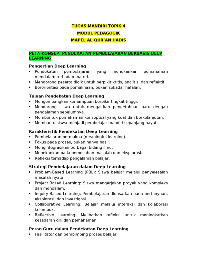 Tugas Mandiri Topik 4 Modul Pedagogik Manaf Lubis Mtas Panacaran | PDF