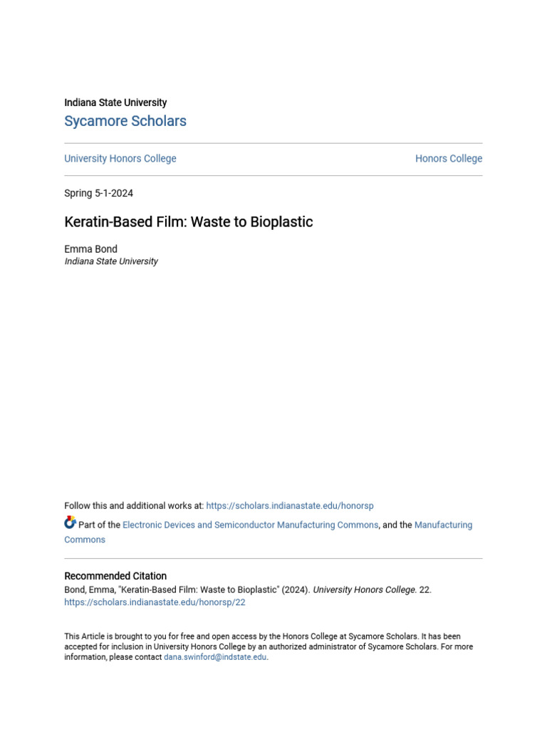Keratin-Based Film - Waste To Bioplastic | PDF | Eutrophication | Fertilizer