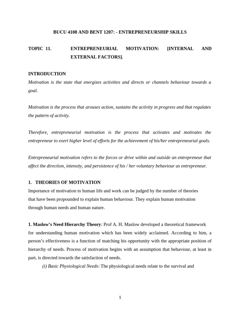 Internal and External Factors of Motivation | PDF | Entrepreneurship ...