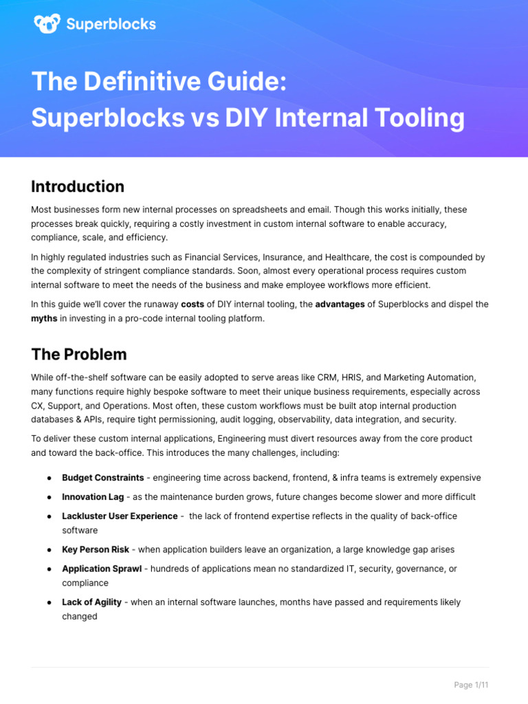 Superblocks+vs+DIY+Internal+Tooling | PDF | Software | Software Development