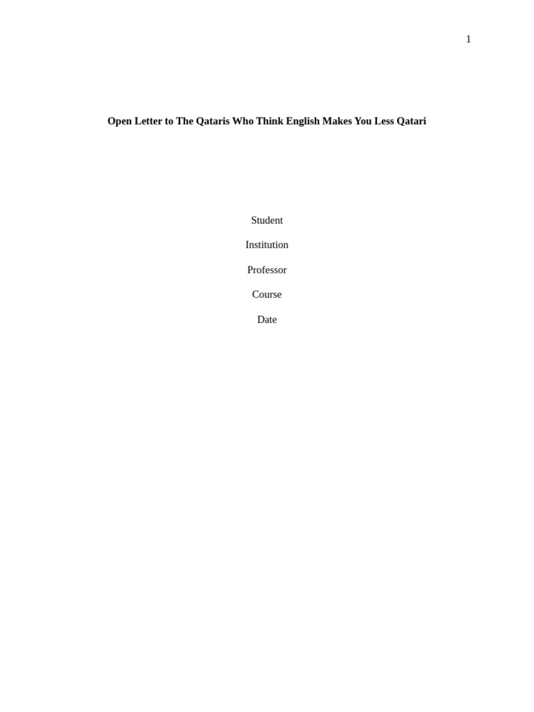 Open Letter To The Qataris Who Think English Makes You Less Qatari ...