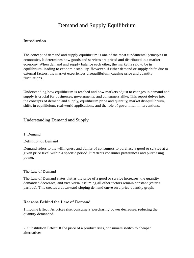 Demand and Supply Equilibrium Explained | PDF | Economic Equilibrium ...