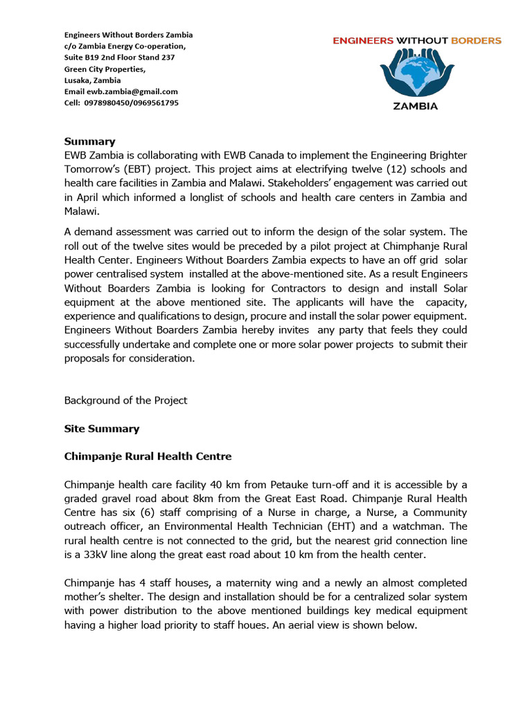 RFP For Installation of Off Grid Solar Plants For Chimphanje Health ...