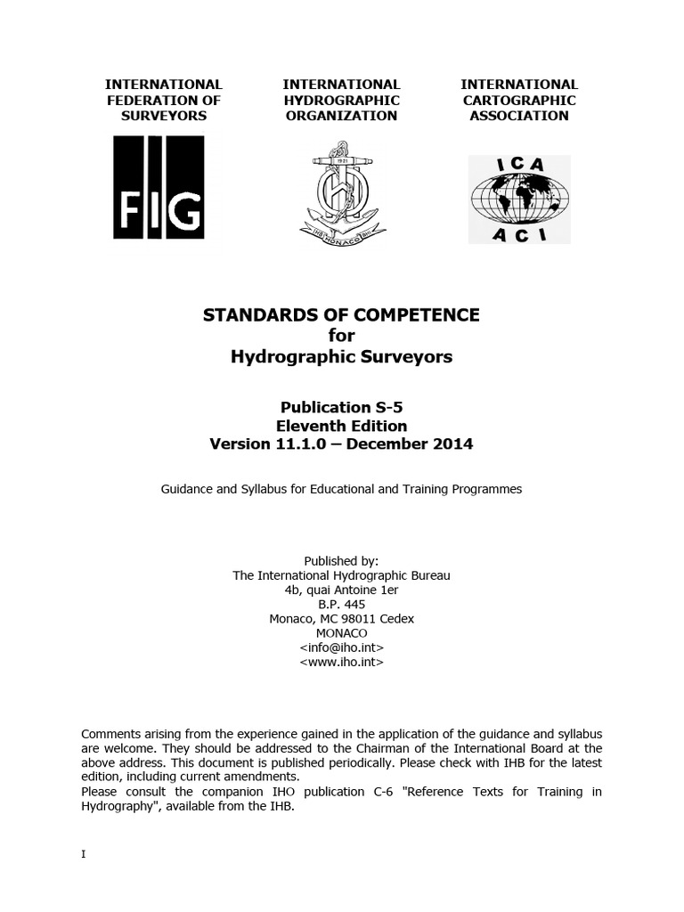 (IHO) S-5_Standards of Competence for Hydrographic Surveyors (Ed_11 Ver_11.1.0) [2014.12] c2 ...