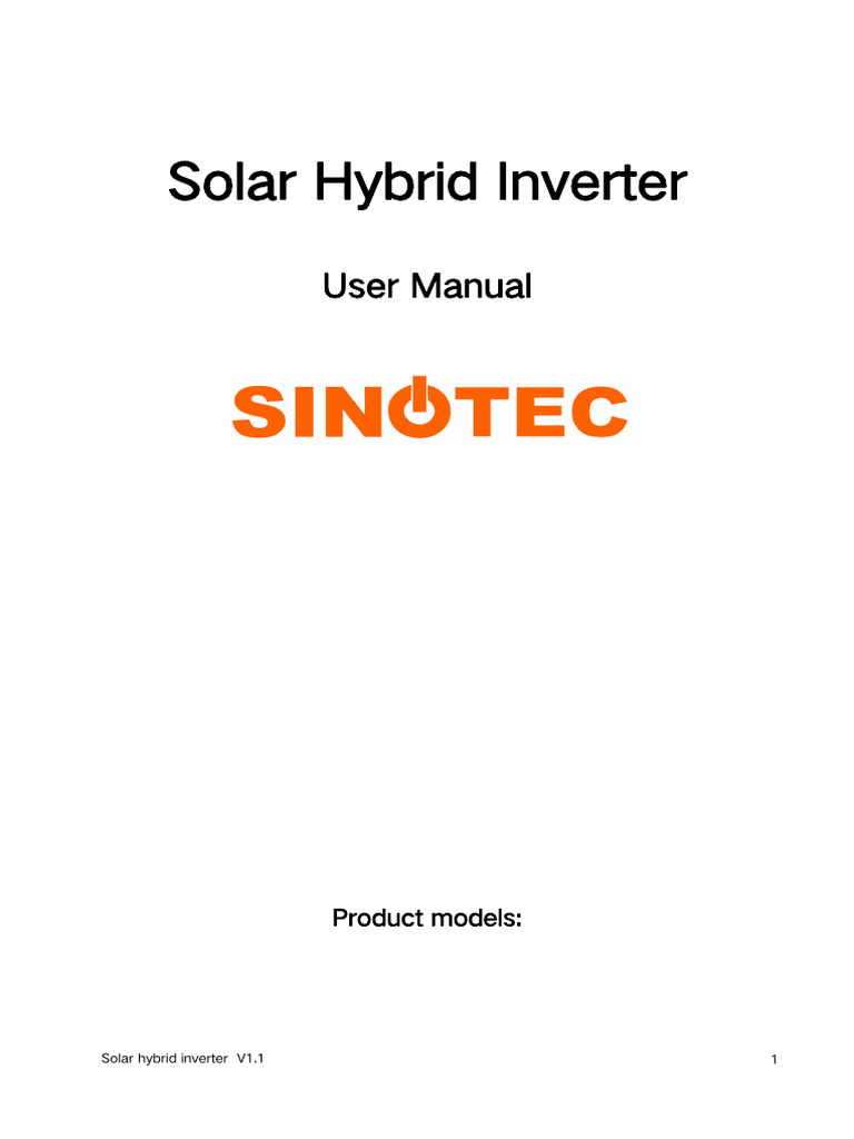 Sinotec Hybrid Inverter Manual 5K - 6K 1 | PDF | Photovoltaic System ...