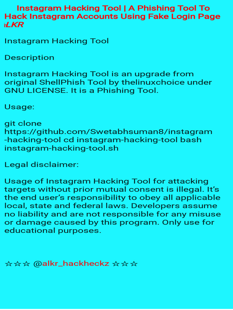 Instagram Hacking Tool A Phishing Tool To Hack Instagram Accounts Using ...