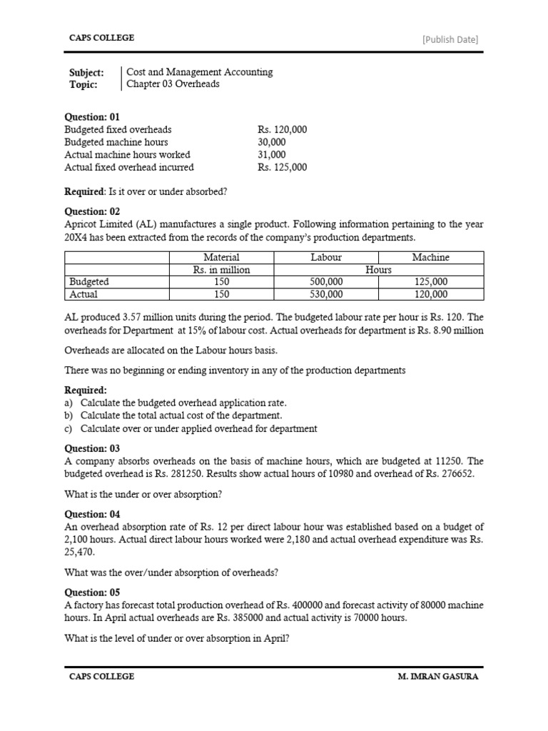 Absorption Rate Basic Questions | PDF