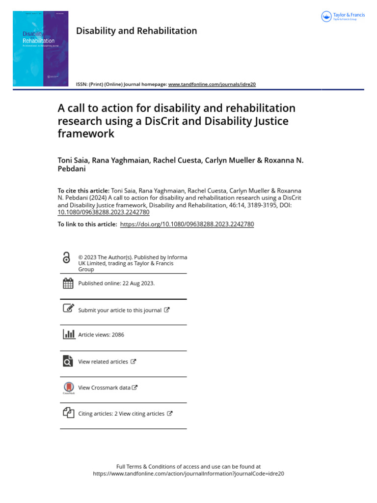 Disability Justice in Rehabilitation Research | PDF | Intersectionality ...
