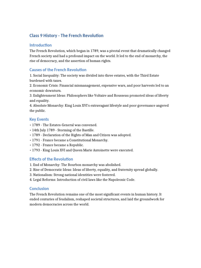 Detailed Notes on the French Revolution | PDF