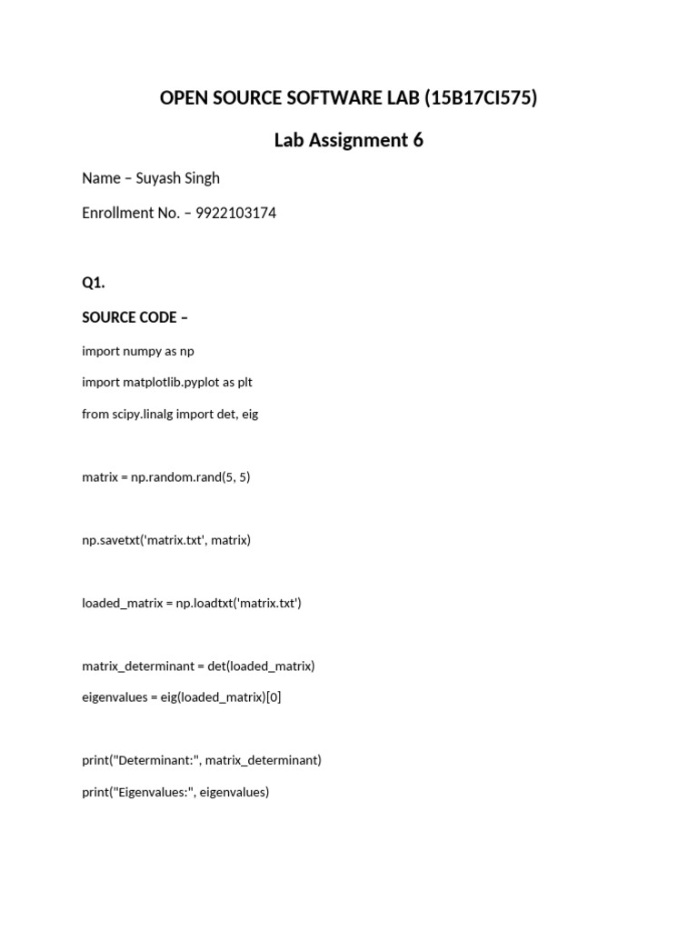 Week 6 9922103174 Suyash Singh | PDF | Linear Algebra | Algebra