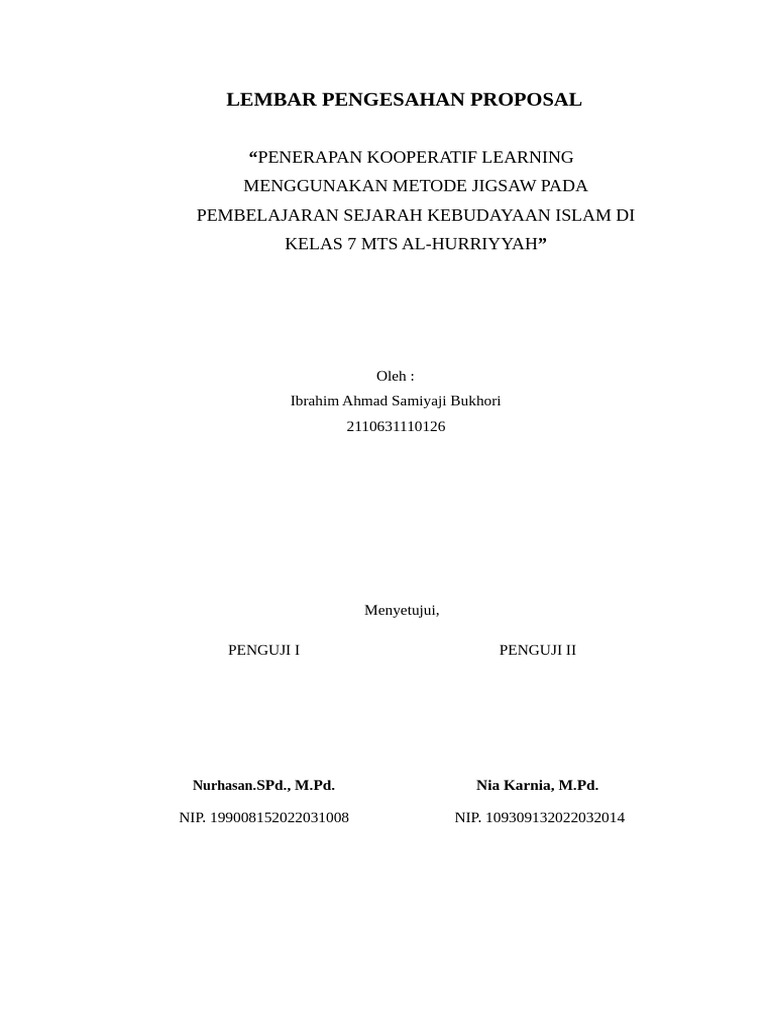 Lembar Pengesahan Revisi Proposal Ibrahim Ahmad | PDF