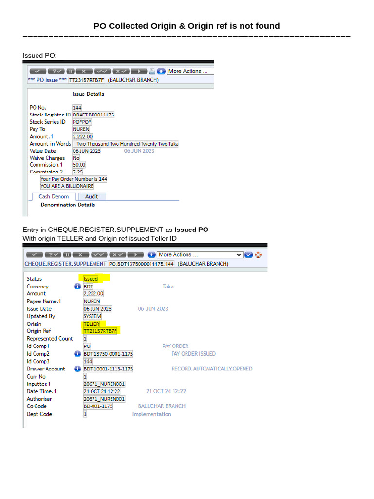 Missing collected PO ref | PDF
