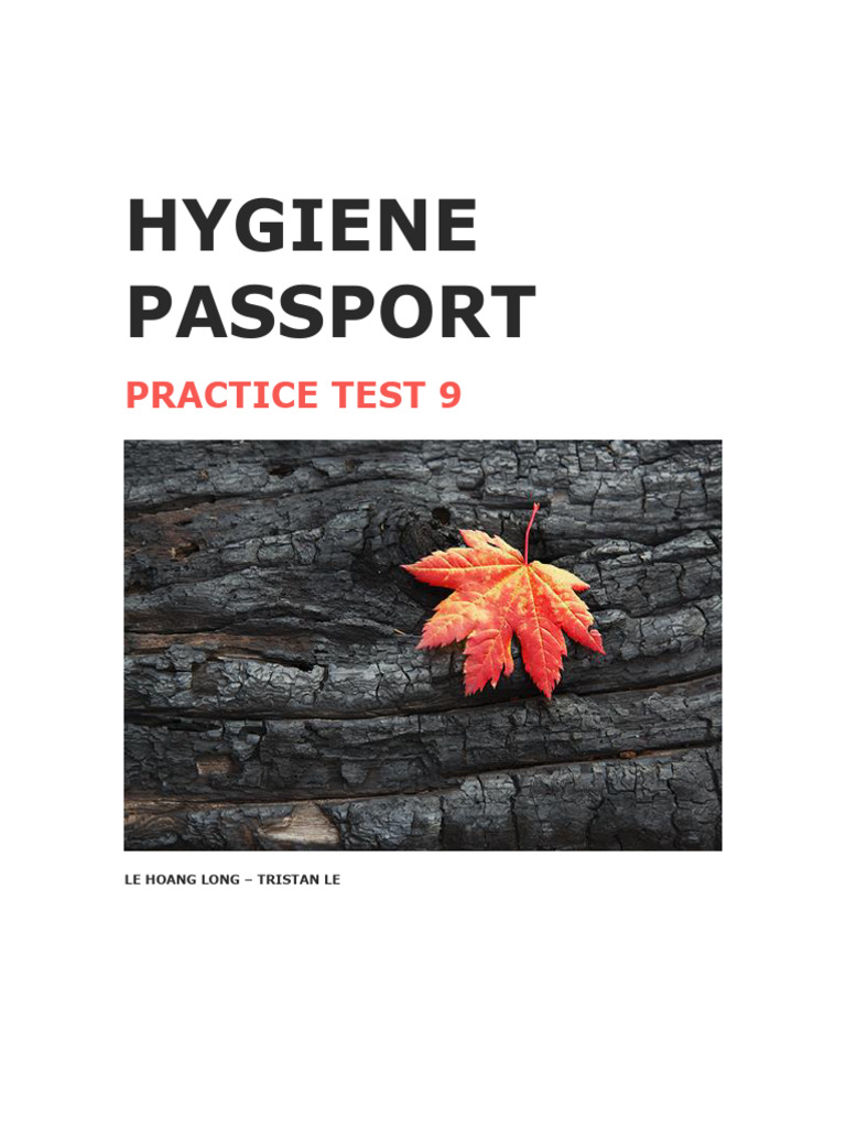 Hygiene Passport Practice Test 9 | PDF | Water | Foodborne Illness