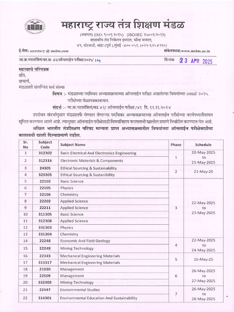 S25 Online MCQ TIme Table Msbteallclearcom (1) - 250424 - 192651 | PDF