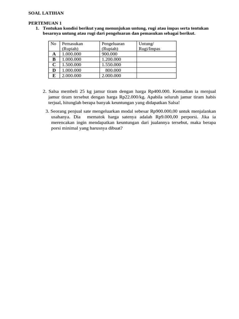 Soal Latihan Persentase | PDF