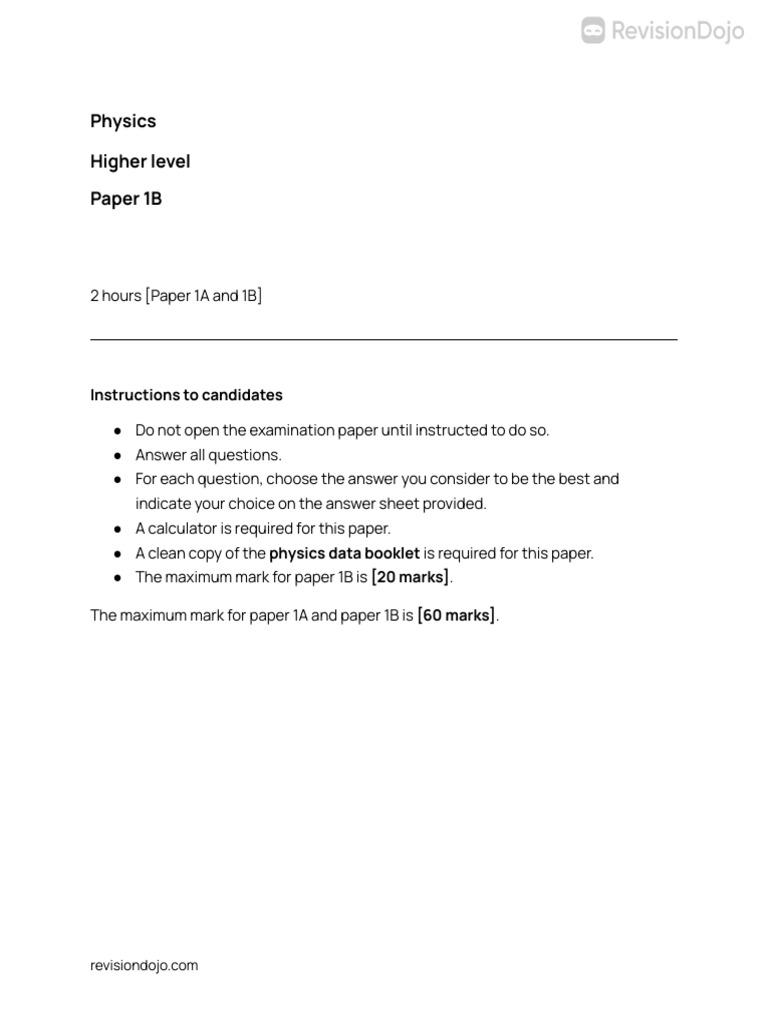 Physics HL Predicted Paper 1B | PDF | Tension (Physics) | Mass