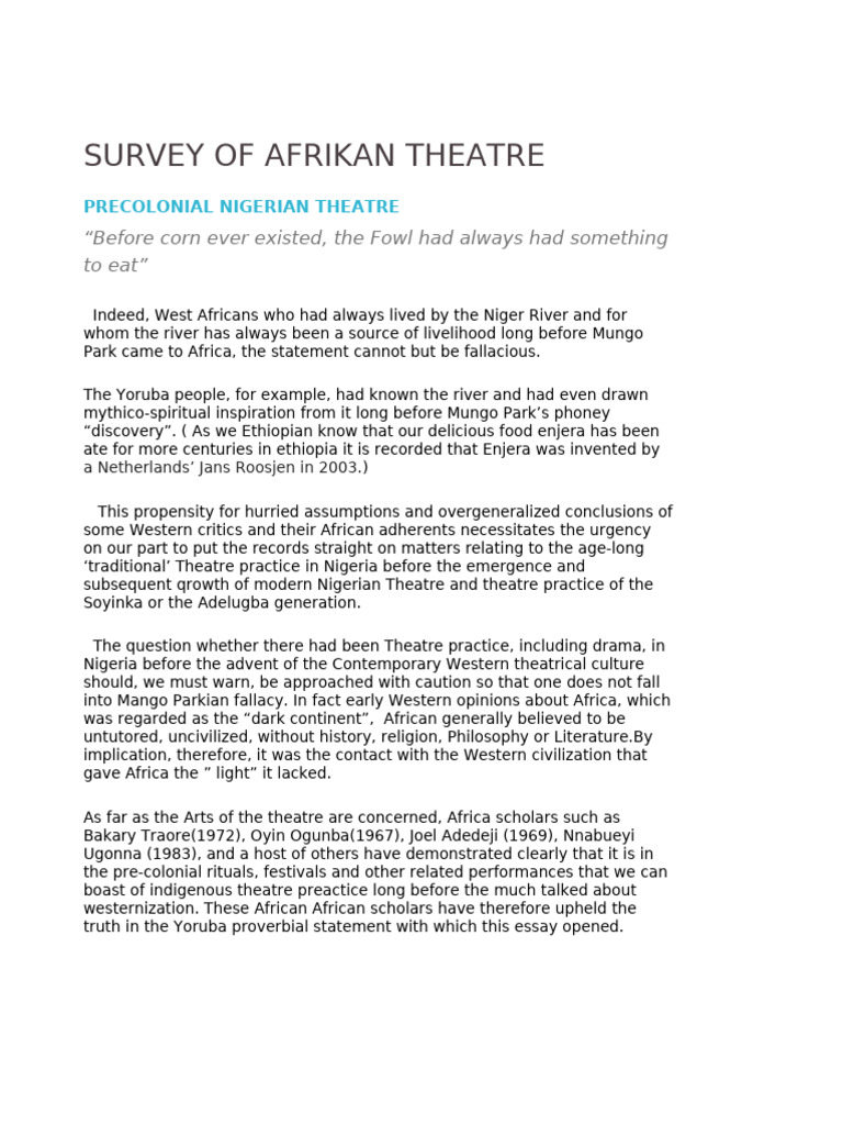 Nigerian Pre Colonial Theatre | PDF | Nigeria | Theatre