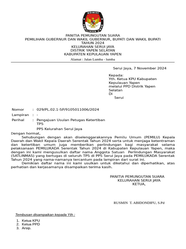 Contoh Surat Pengajuan Usulan Sek Pps | PDF