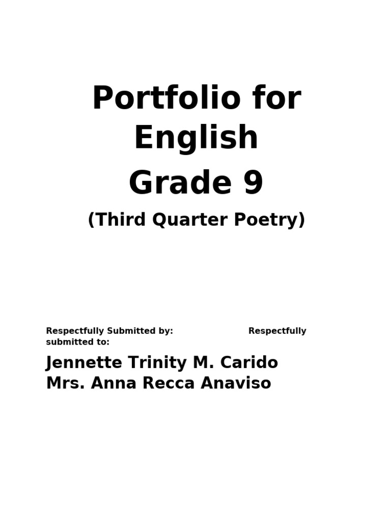 Grade 9 English Poem Portfolio | PDF | Rhyme | Phonaesthetics