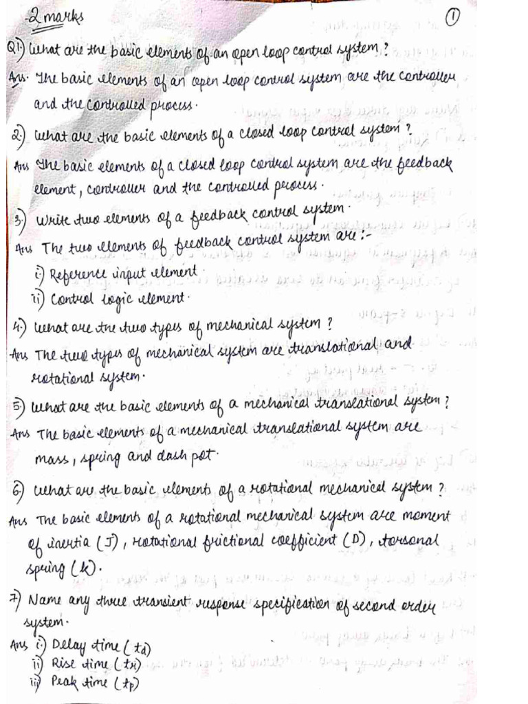 Control System Question Bank | PDF