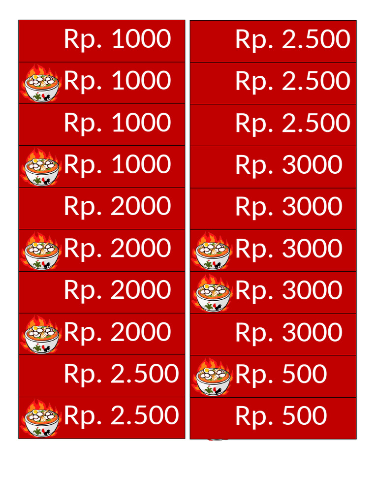 Label harga seblak | PDF