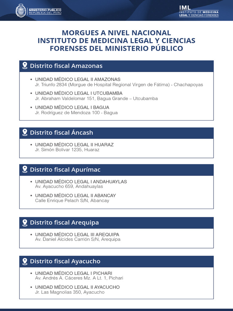 Morgues del Instituto de Medicina Legal | PDF | Perú