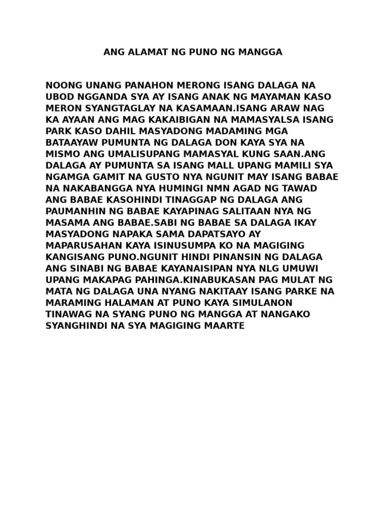 Ang Alamat NG Puno NG Mangga | PDF