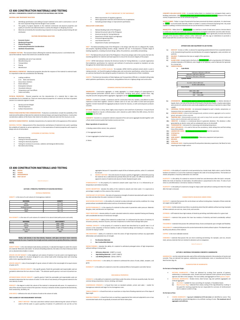 Construction Materials and Testing Guide | PDF | Concrete | Porosity