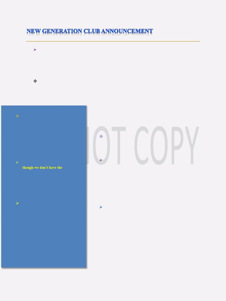 New Generation Club Announcement | PDF