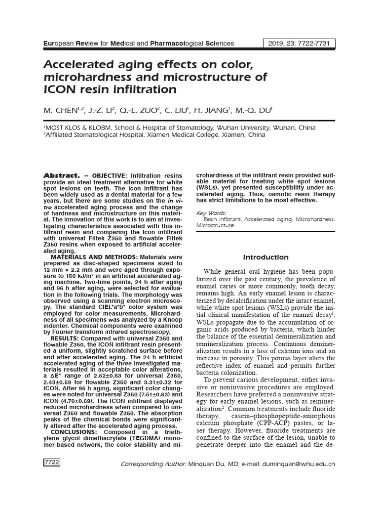 Accelerated aging effects on color, microhardness and microstructure of ICON resin infiltration ...