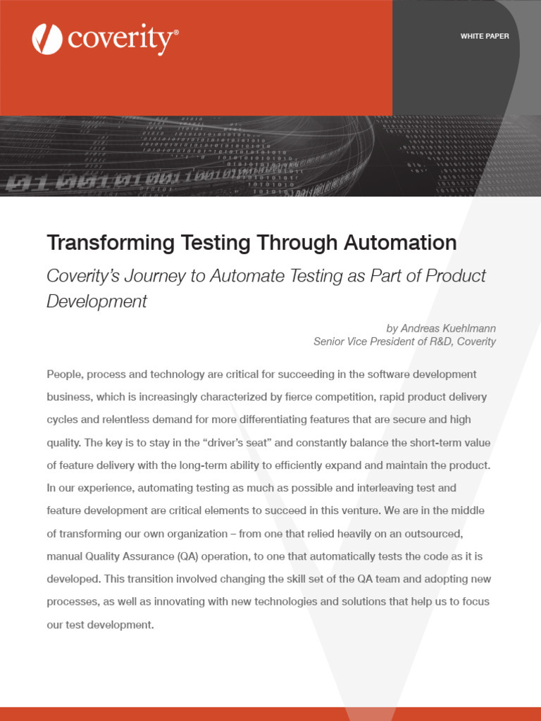 Transforming-Testing Throigh Automation - Whitepaper | PDF | Software ...