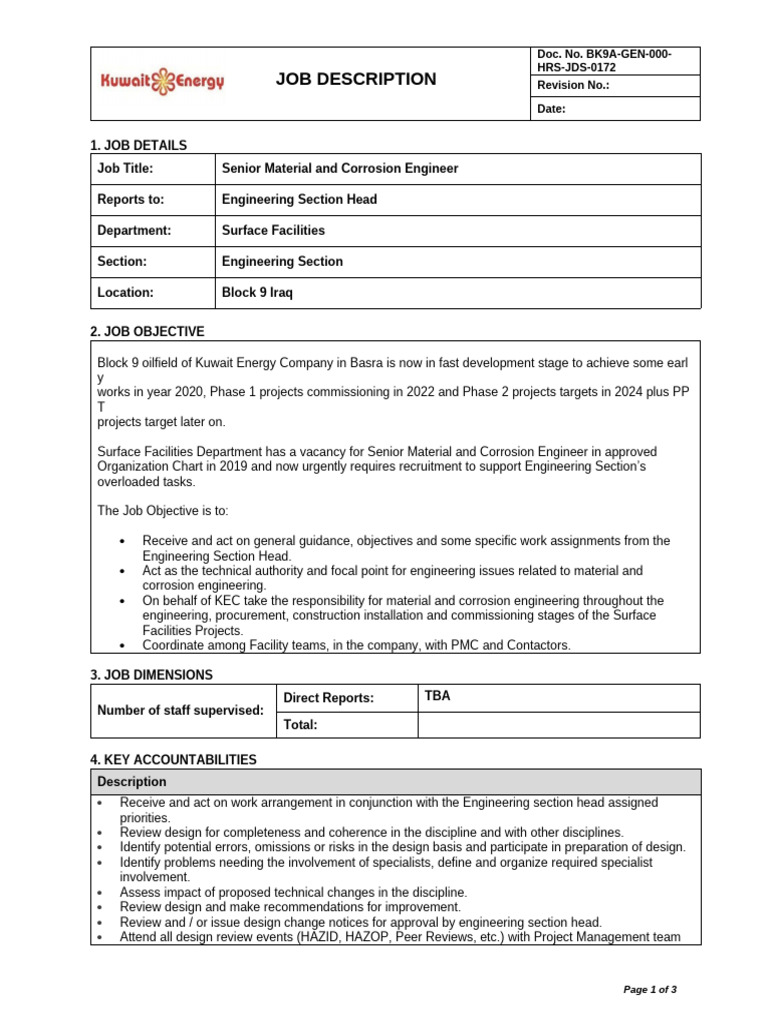Senior Material and Corrosion Engineer | PDF | Engineering ...