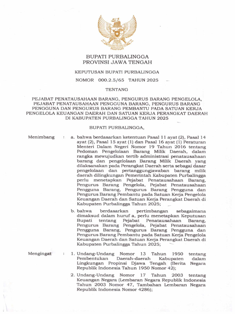 SK Pengelola BMD 2025 | PDF