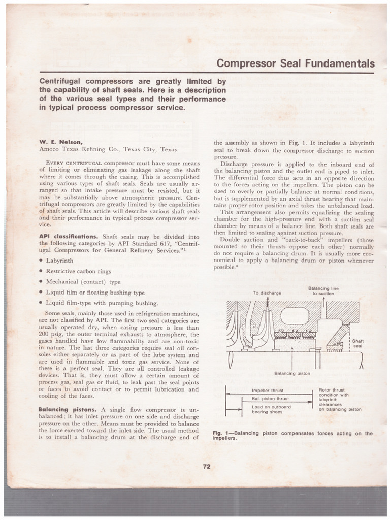 Compressor Seal Fundamentals | PDF