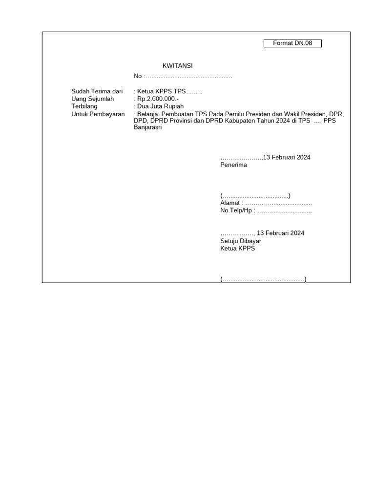SPJ KPPS (Kwitansi) | PDF