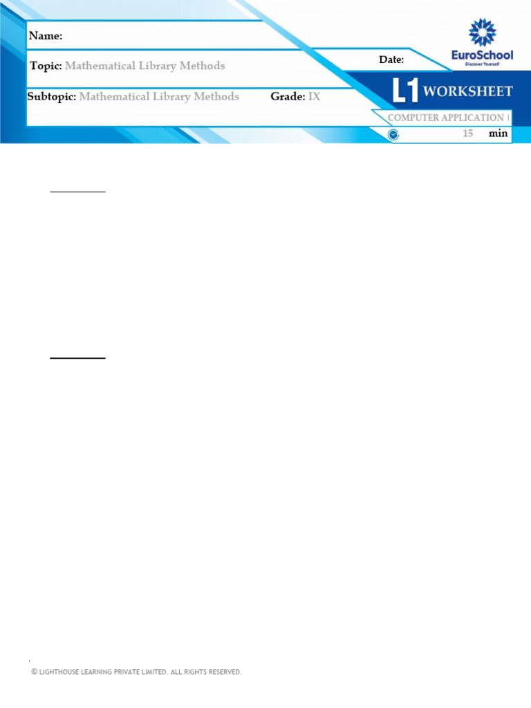 level 2 worksheet Mthamatical library | PDF