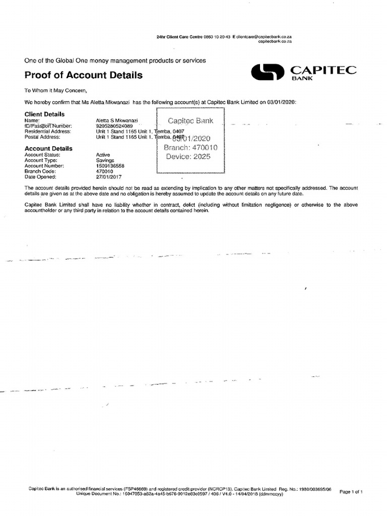 Banking Statement Proof | PDF