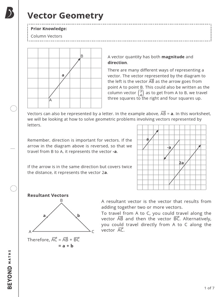 Vector Geometry Walkthrough Worksheet | PDF | Euclidean Vector | Line (Geometry)