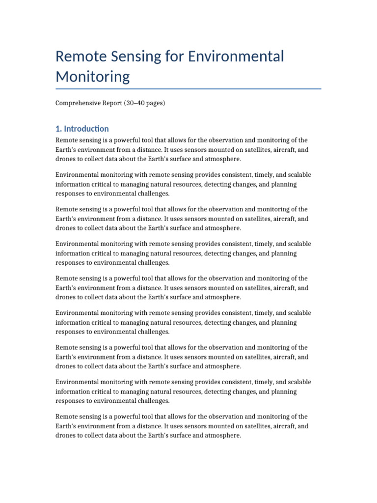 Remote_Sensing_Environmental_Monitoring_Long_Report | PDF | Remote ...