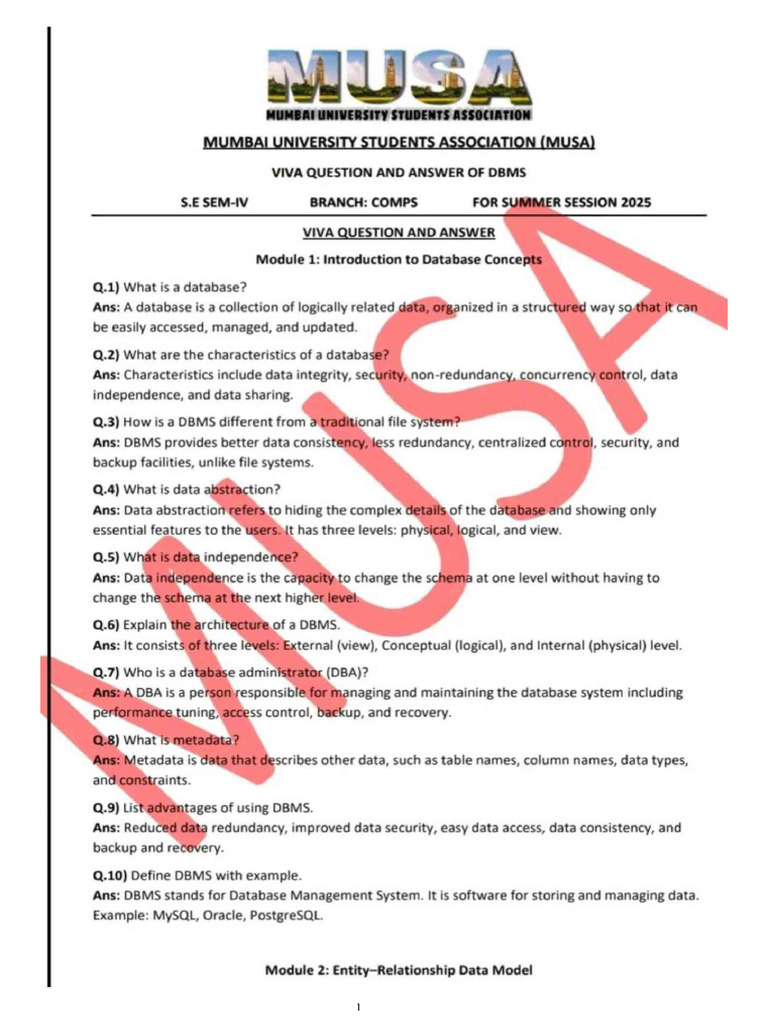 DBMS Viva | PDF